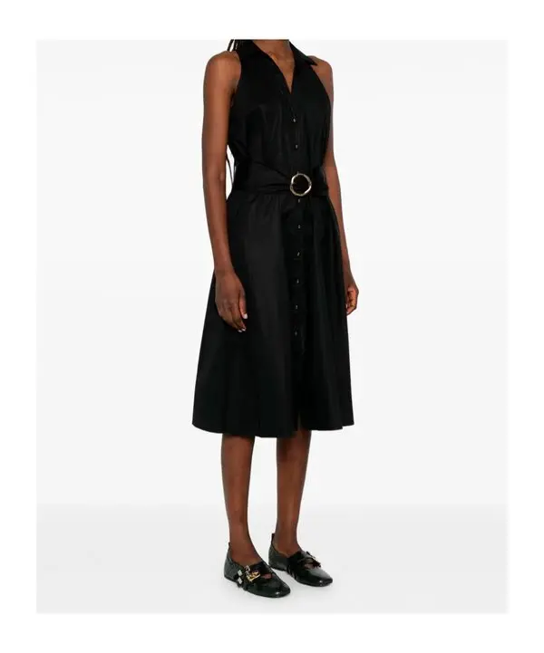 TWINSET Sleeveless V-neck Belted Dress With Matching Hardware