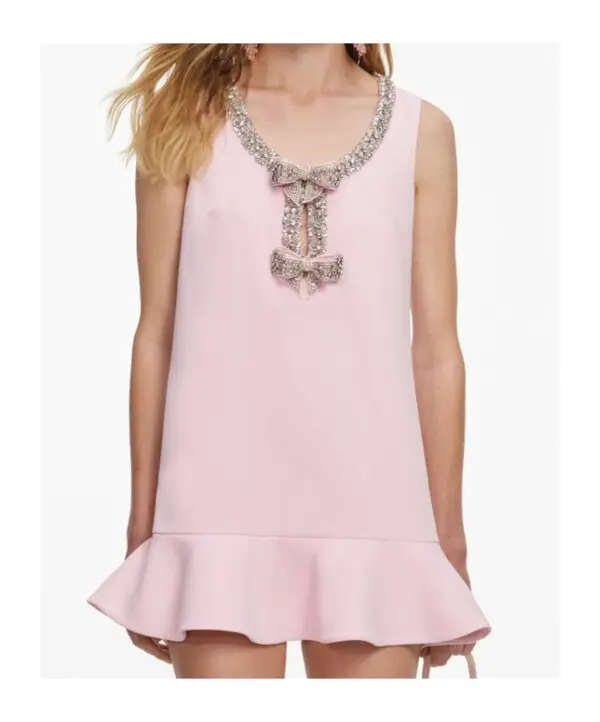 SELF-PORTRAIT Ruffled Bow Embellished Crepe Mini Dress