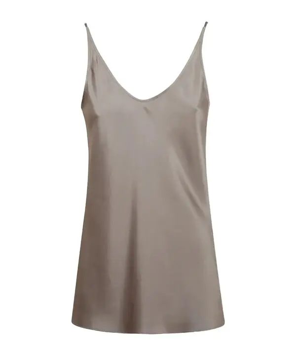 Brunello Cucinelli Spaghetti Strap V-neck Tank Top - Gray