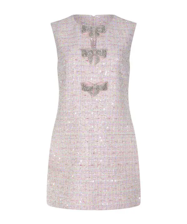SELF-PORTRAIT Sequined Bouclé Mini Dress - Pink
