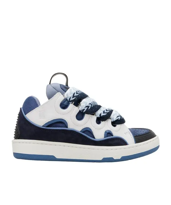LANVIN Curb Leather Sneakers - Black/navy Blue
