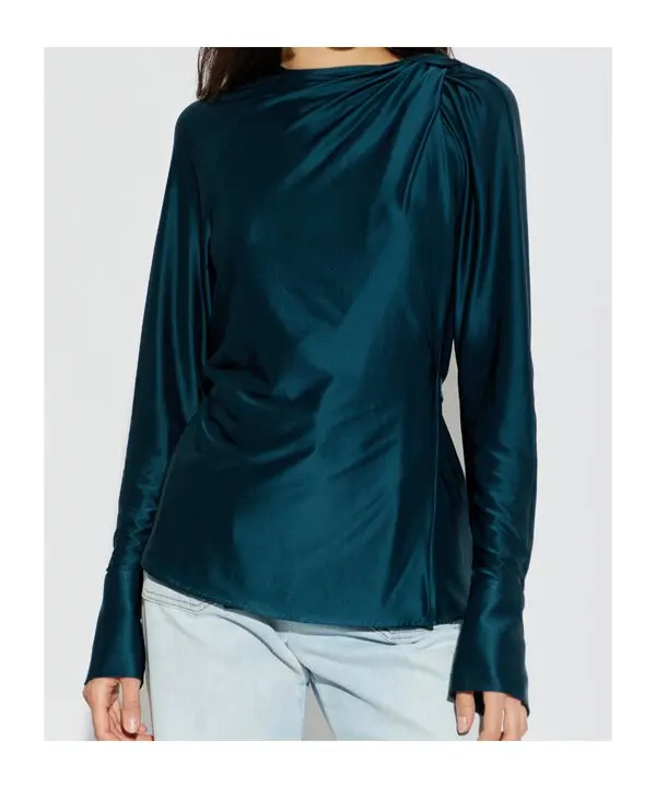Victoria Beckham Ruched Tie-detail Top - Dark Teal