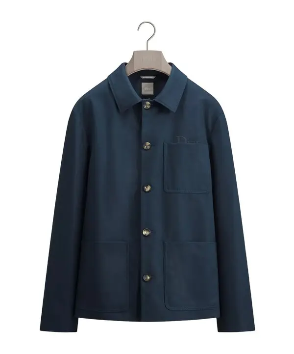 Dior Logo Embroidered Work Jacket - Dark Blue