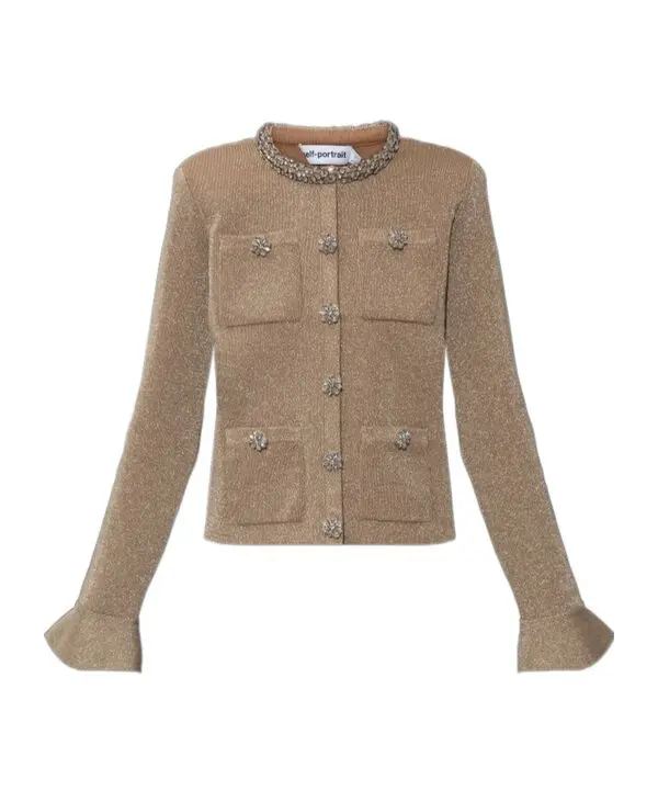 SELF-PORTRAIT Embellished Trim Cardigan