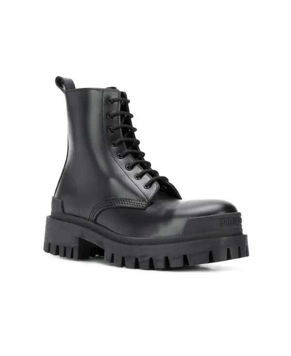 Balenciaga Lace-up Ankle Boots - Black