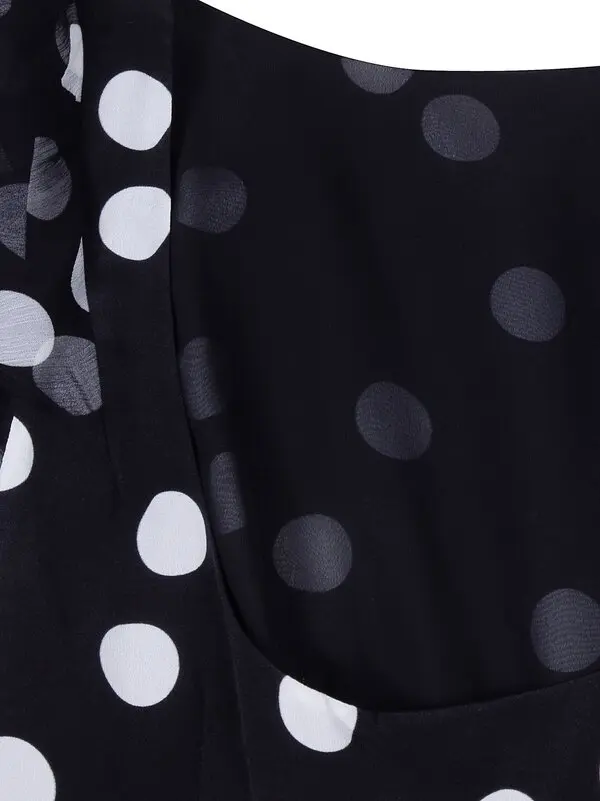 Rixo Short Sleeve Polka Dot Ruffled Maxi Dress - Black