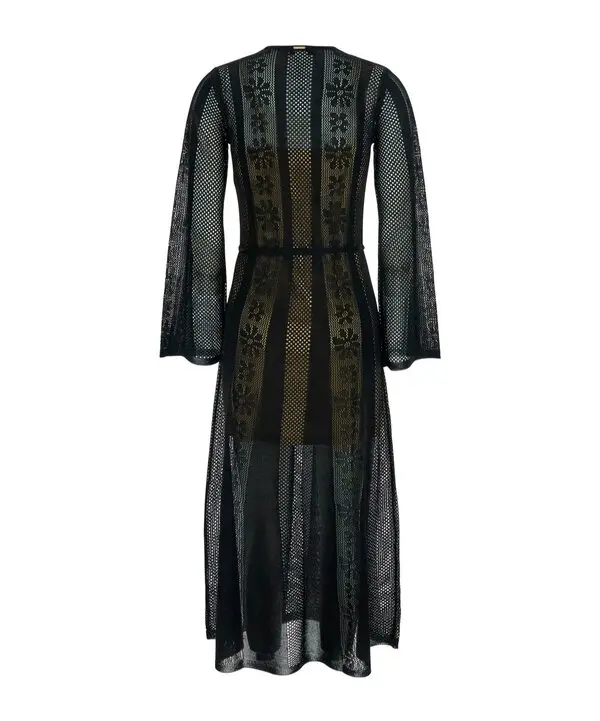 TWINSET Sheer Crochet Long Knitted Dress