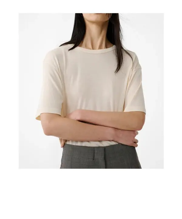 Studio Nicholson Rond Short-sleeve T-shirt In Lyocell Knit - Canvas