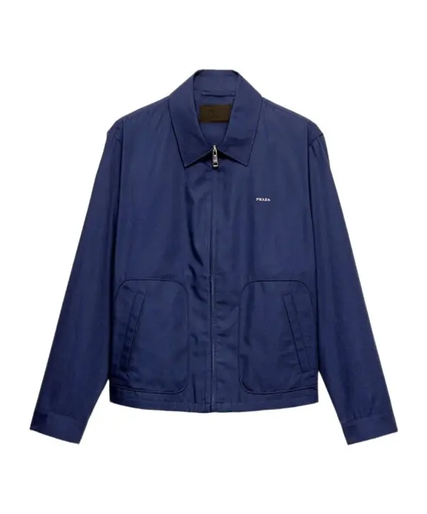 Prada Technical Cotton Zipper Blouson Jacket - Blue