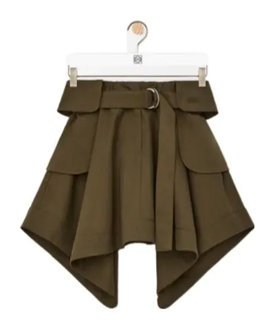 Loewe Cargo Skirt In Cotton And Silk - Green