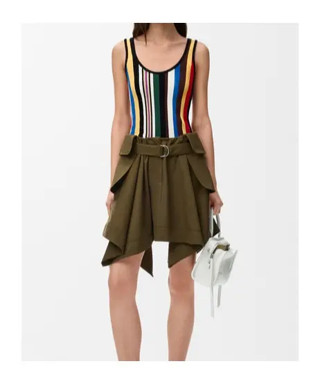 Loewe Cargo Skirt In Cotton And Silk - Green