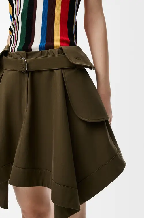 Loewe Cargo Skirt In Cotton And Silk - Green