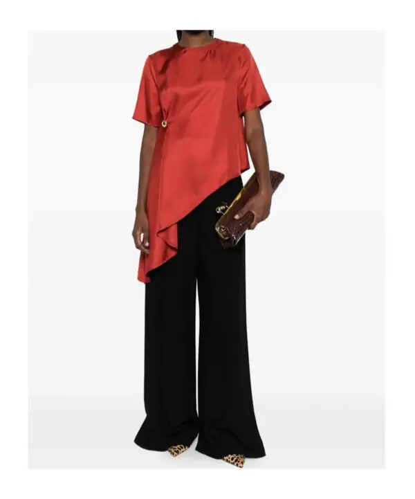 Loulou De Saison Asymmetric Twill Top - Red