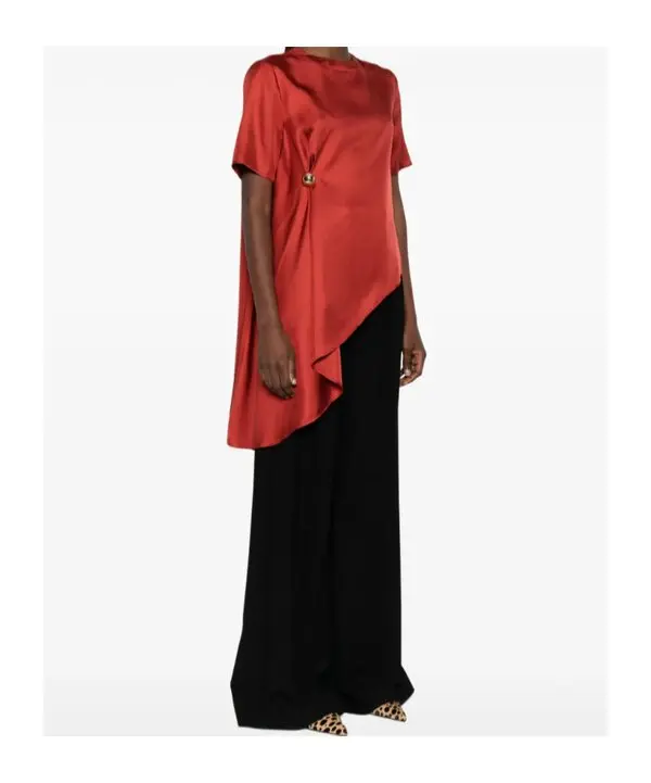 Loulou De Saison Asymmetric Twill Top - Red