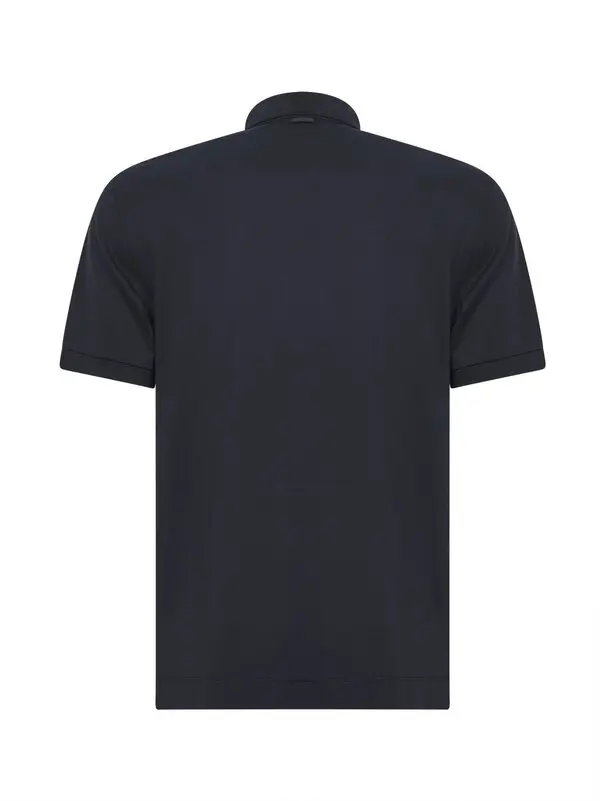 Zegna Ribbed Knit Polo Shirt - Black