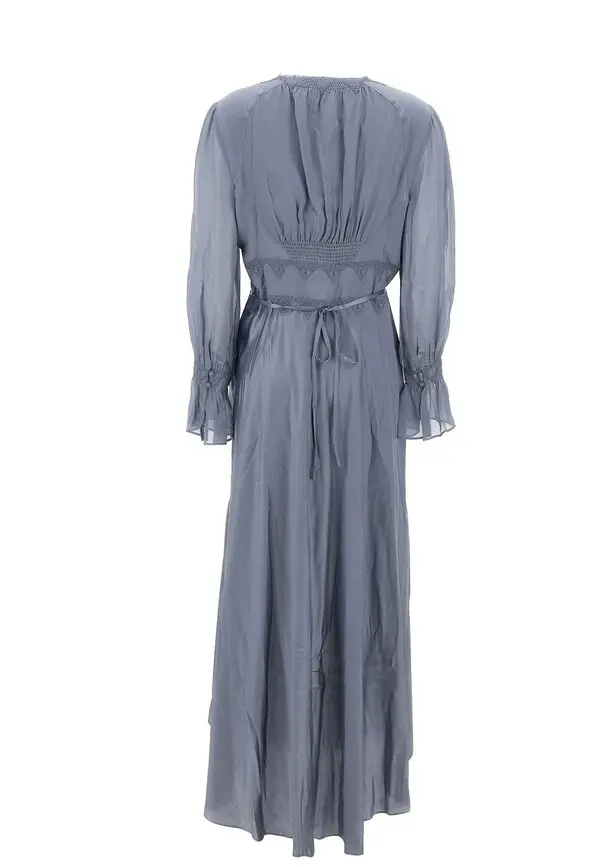 Rixo Arlena Embroidered V-neck Midi Dress - Gray