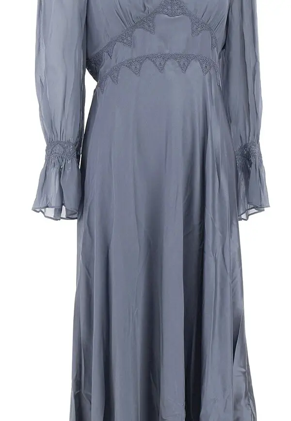 Rixo Arlena Embroidered V-neck Midi Dress - Gray