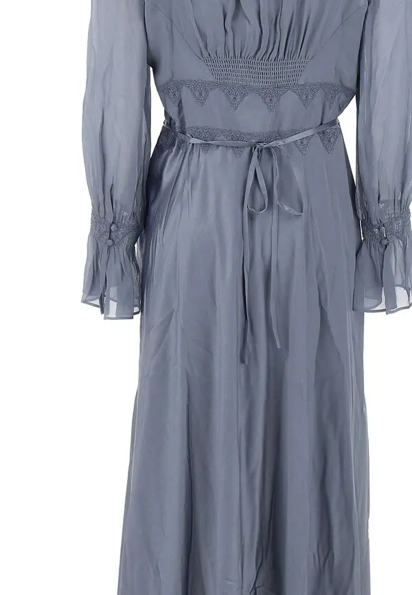 Rixo Arlena Embroidered V-neck Midi Dress - Gray