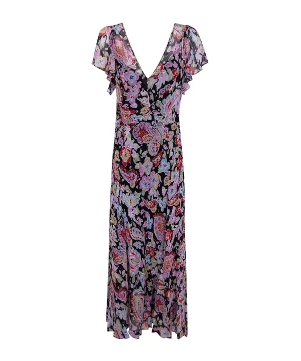 Rixo V-neck Paisley Print Midi Dress - Multicolor