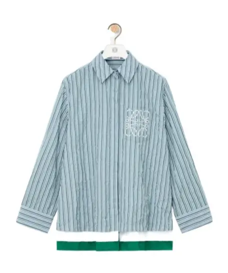 Loewe Relaxed Stripe Logo Shirt - Blue