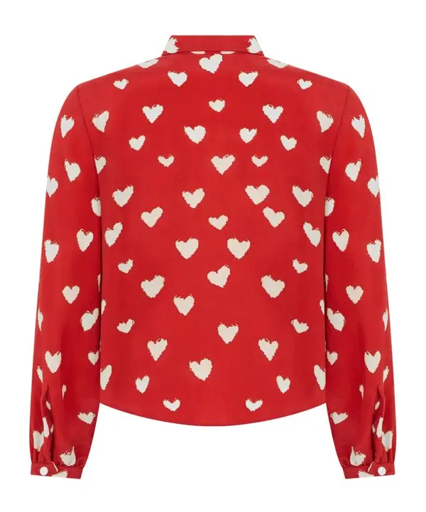 R13 Ruffled Heart Print Shirt