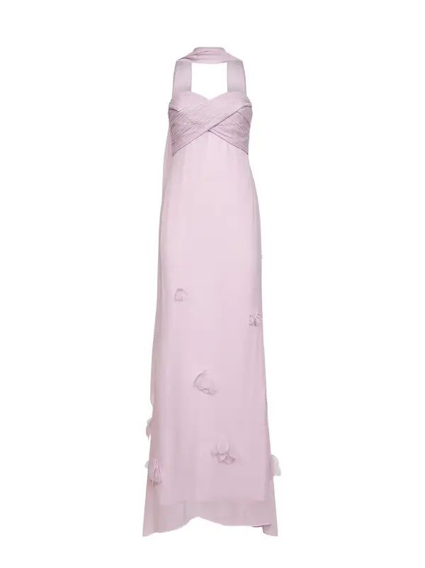SELF-PORTRAIT Draped Scarf Maxi Dress - Pink