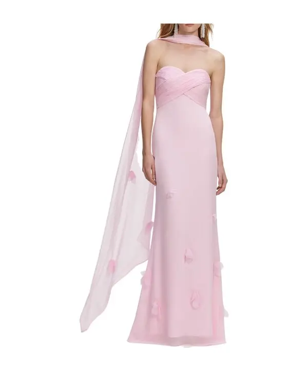 SELF-PORTRAIT Draped Scarf Maxi Dress
