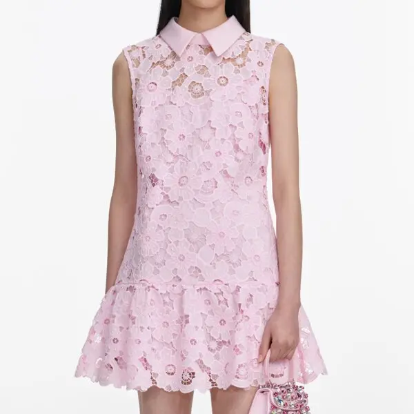 SELF-PORTRAIT Embellished Trim Lace Mini Dress