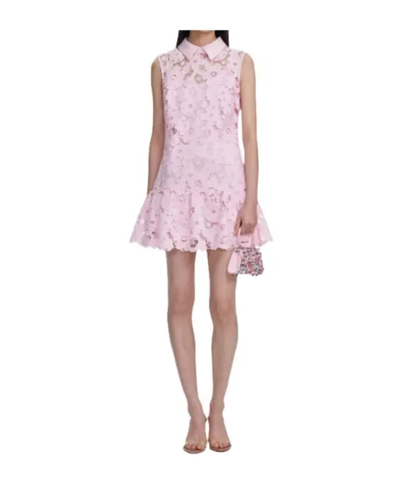 SELF-PORTRAIT Embellished Trim Lace Mini Dress
