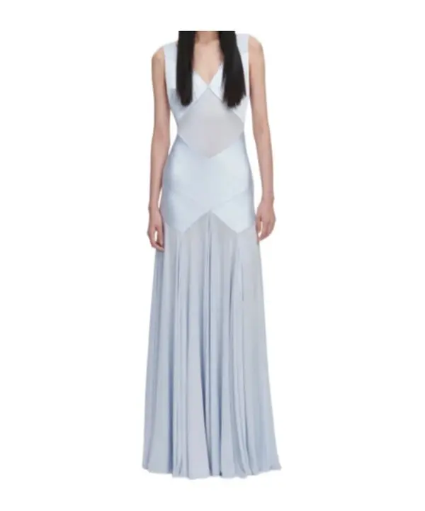SELF-PORTRAIT Sleeveless V-neck Satin Maxi Dress