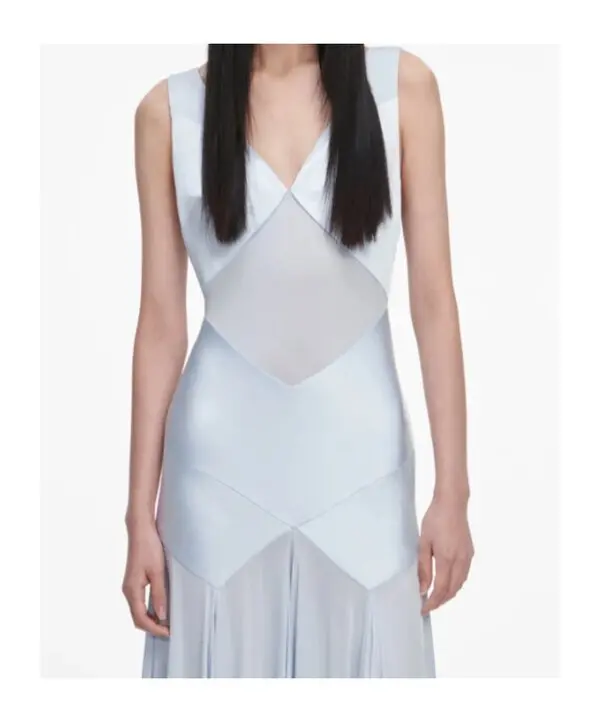 SELF-PORTRAIT Sleeveless V-neck Satin Maxi Dress