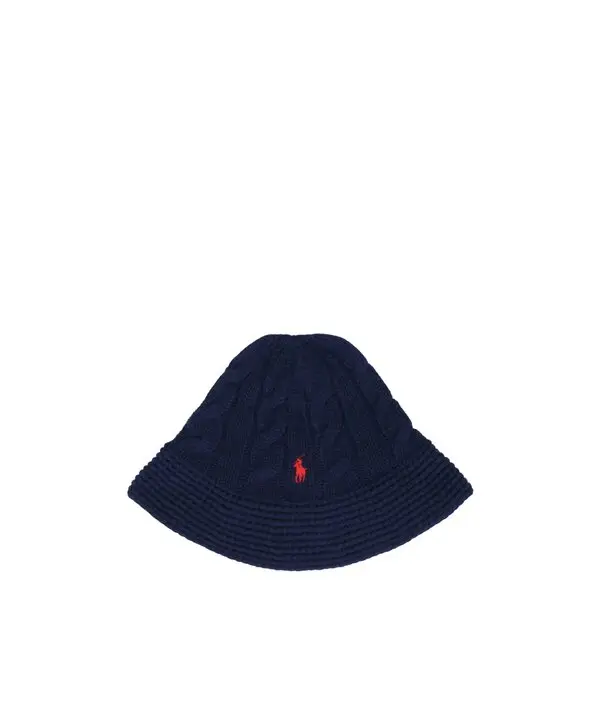 Polo Ralph Lauren Cable Knit Bucket Hat With Embroidered Logo - Black