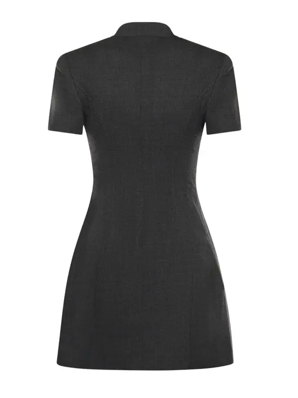 SELF-PORTRAIT Wool Button-up Mini Dress With Brooch Accent
