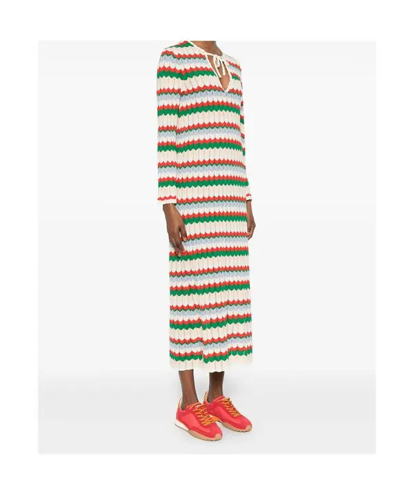 Rixo Striped Knitted Long Sleeve Dress
