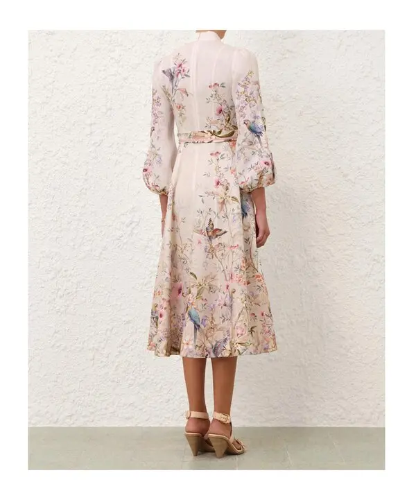 Zimmermann Rebellion Cream Linen Long Dress - Pink