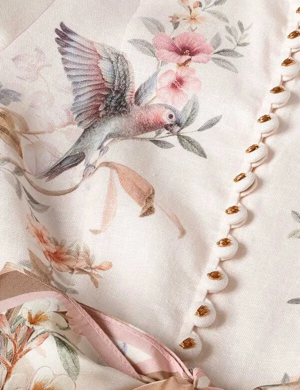 Zimmermann Rebellion Cream Linen Long Dress - Pink