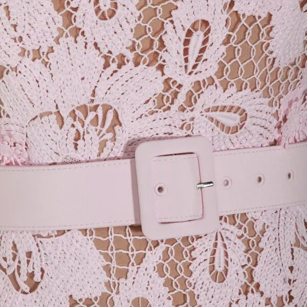 SELF-PORTRAIT Crochet Lace Belted Midi Dress