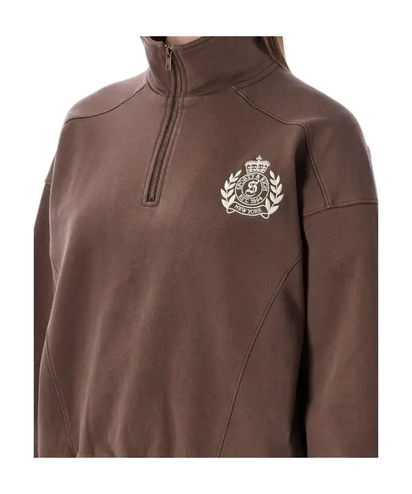 SPORTY  RICH Sporty Rich Crest Quarter-zip Sweatshirt