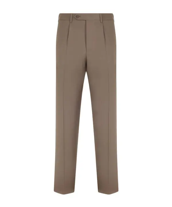 Canali Pleated Straight-leg Trousers - Brown