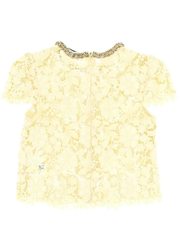 SELF-PORTRAIT Embellished Floral Lace Top