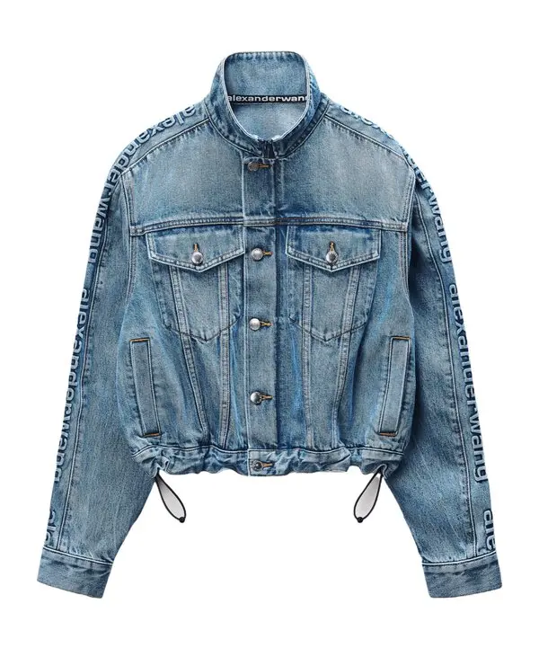 Alexander Wang Denim Track Jacket With Logo Panels
