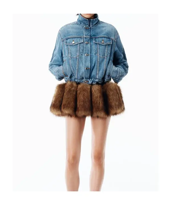 Alexander Wang Denim Track Jacket With Logo Panels