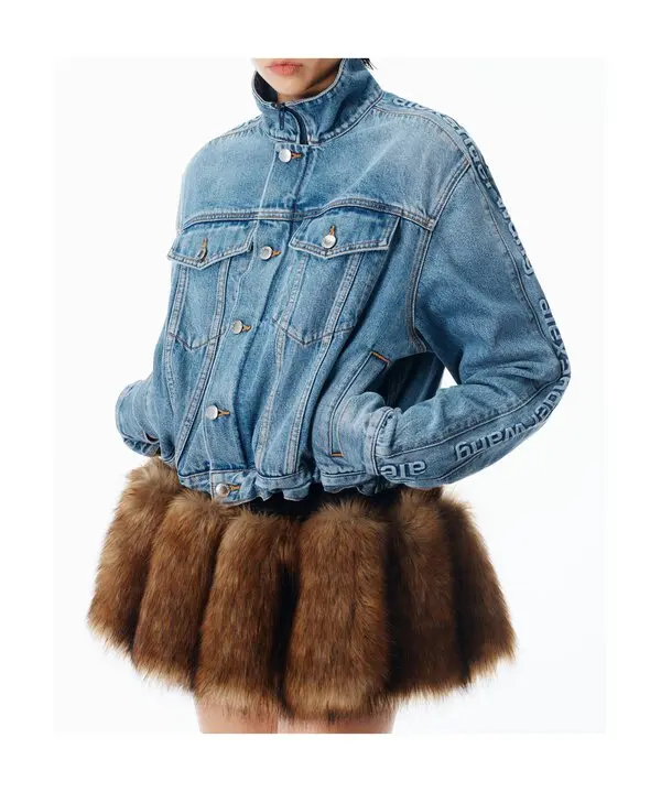 Alexander Wang Denim Track Jacket With Logo Panels