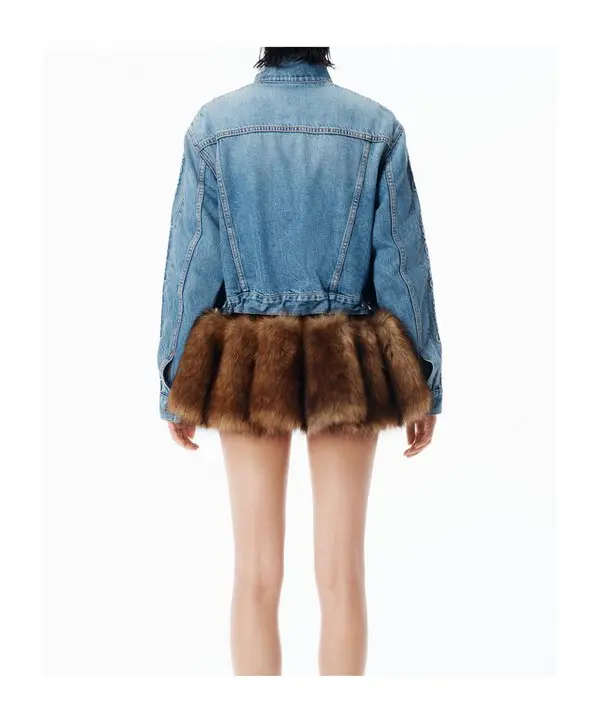 Alexander Wang Denim Track Jacket With Logo Panels