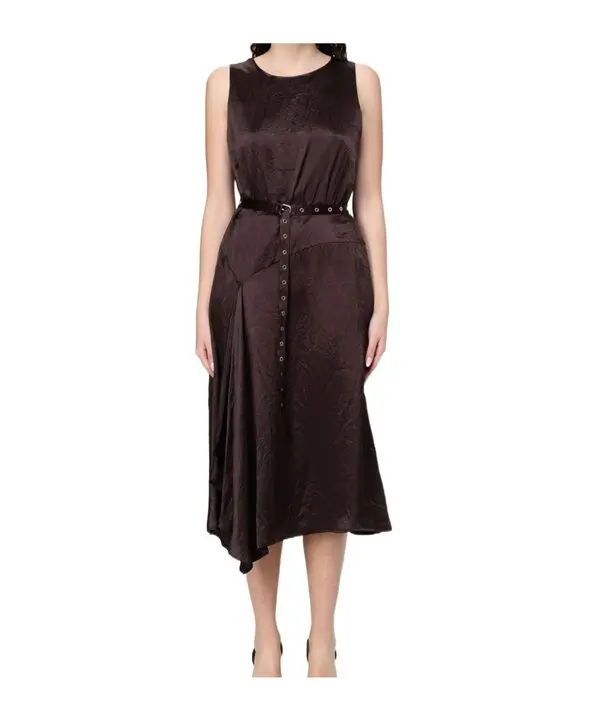 Liu Jo Belted Asymmetric Midi Dress - Black