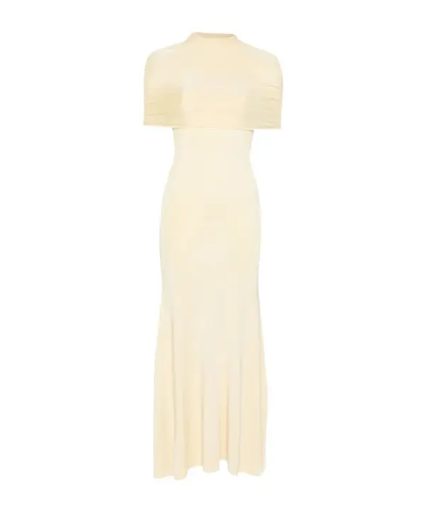 Roland Mouret Draped Round Neck Maxi Dress