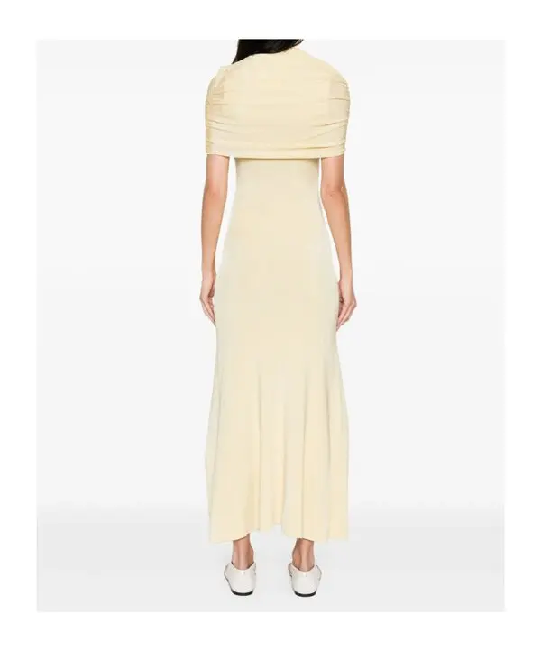Roland Mouret Draped Round Neck Maxi Dress