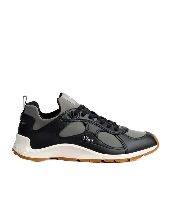 Dior Mile" Technical Fabric And Leather Low Top Sneakers - Black/gray