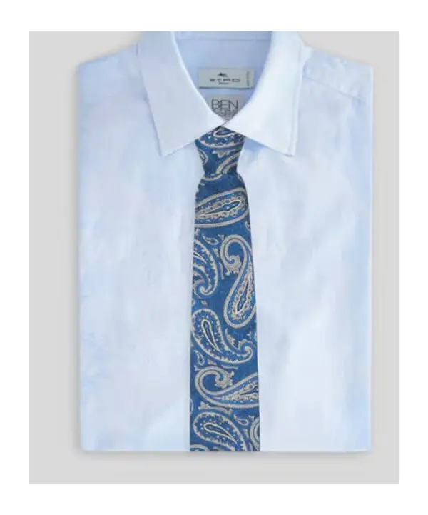 Etro Silk Paisley Jacquard Neck Tie - Light Blue