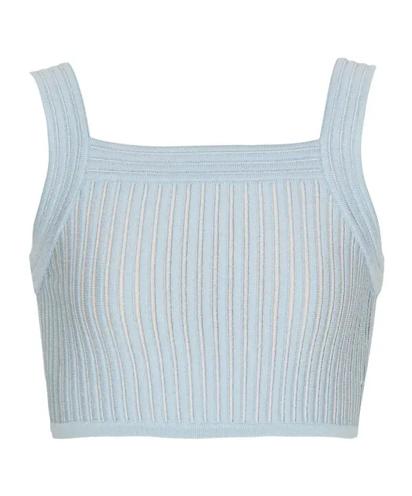 Balmain Textured Knit Cropped Top - Blue